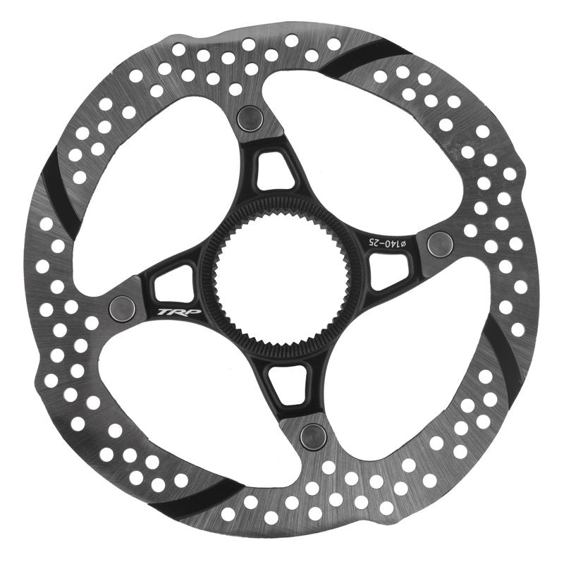 TRP 25 Disc Brake Rotor - 140mm, Center Lock, Silver/Black – Wheel ...
